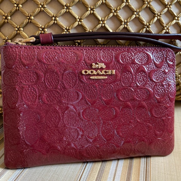 Coach | Bags | Coach Signature Zip Around Wrislet | Poshmark